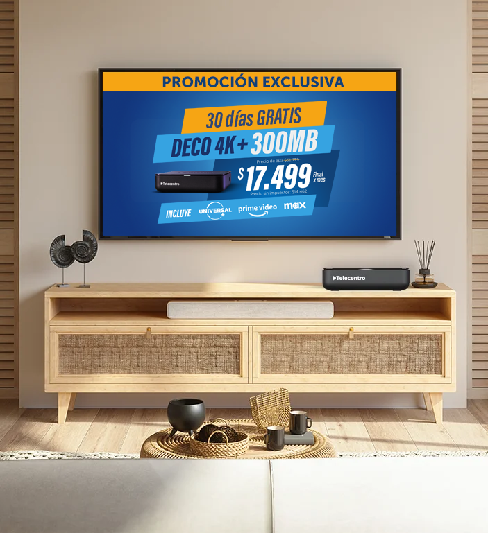 Internet Telecentro 150 Megas más TV